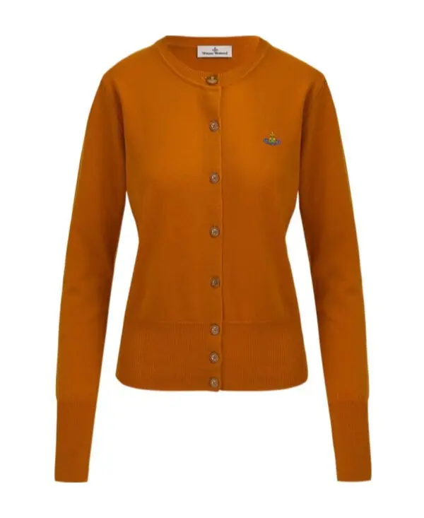 VIVIENNE WESTWOOD Orb Embroidered Buttoned Cardigan - Brown