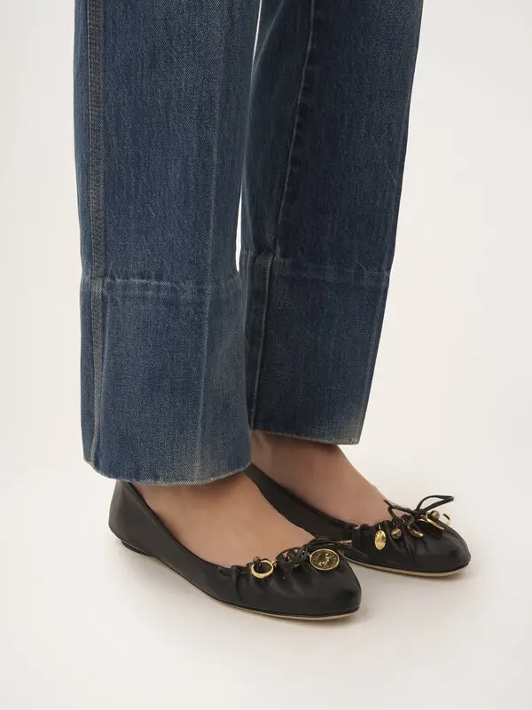 Chloé Charms Ballet Flats In Nappa Lambskin - Black