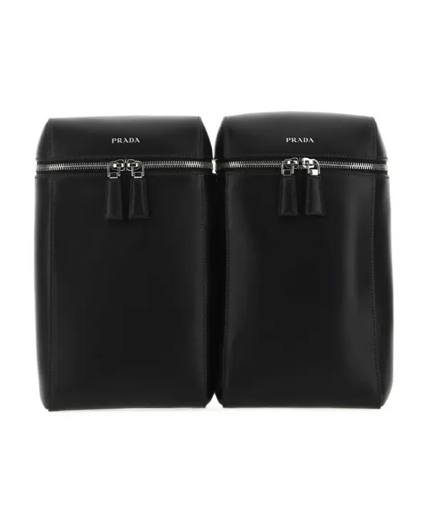 Prada Double Leather Backpack - Black