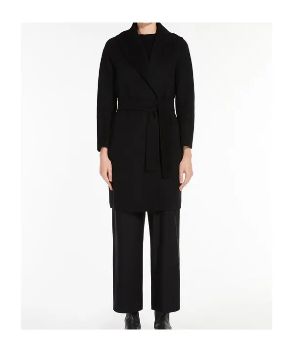 Max Mara Belted Long-sleeved Coat - Black