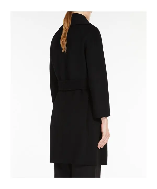 Max Mara Belted Long-sleeved Coat - Black