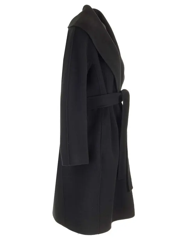 Max Mara Belted Long-sleeved Coat - Black