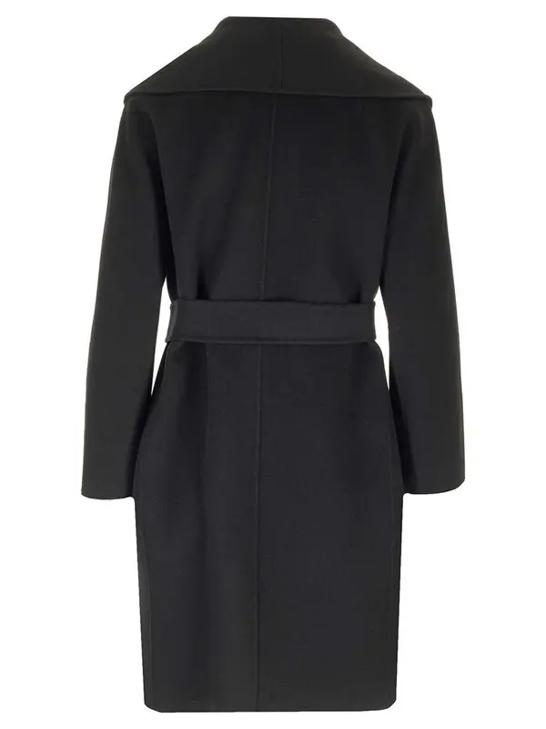 Max Mara Belted Long-sleeved Coat - Black