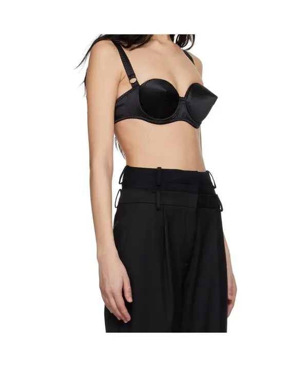 Dolce & Gabbana Dolce Gabbana Conical Cups Satin Balconette Bra - Black