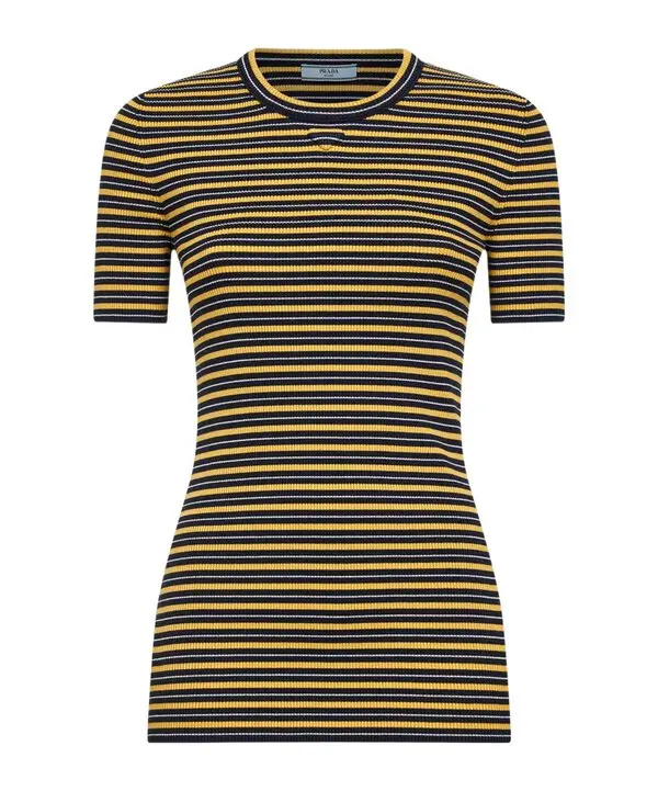 Prada Striped Crewneck Ribbed T-shirt - No