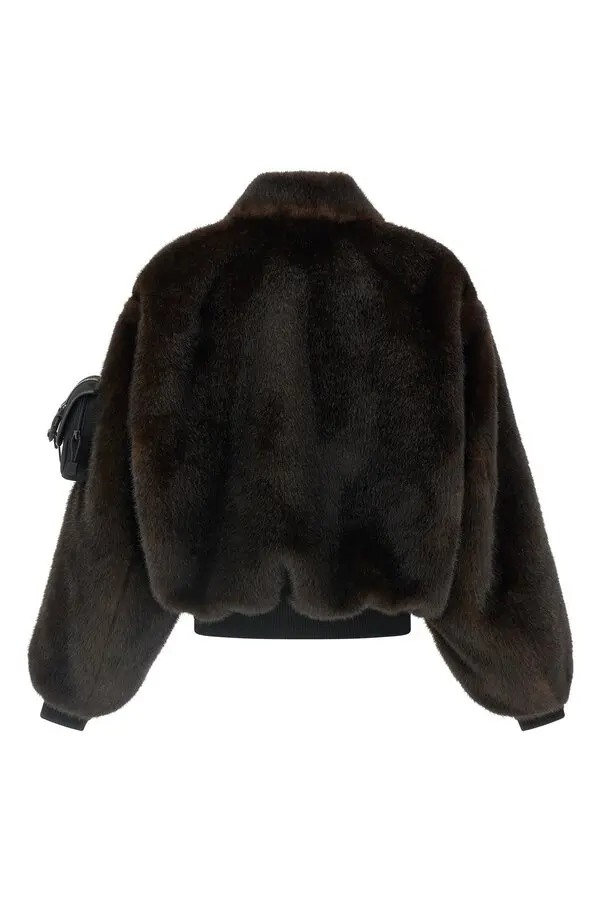 Coperni Faux Fur Bomber Jacket - Black