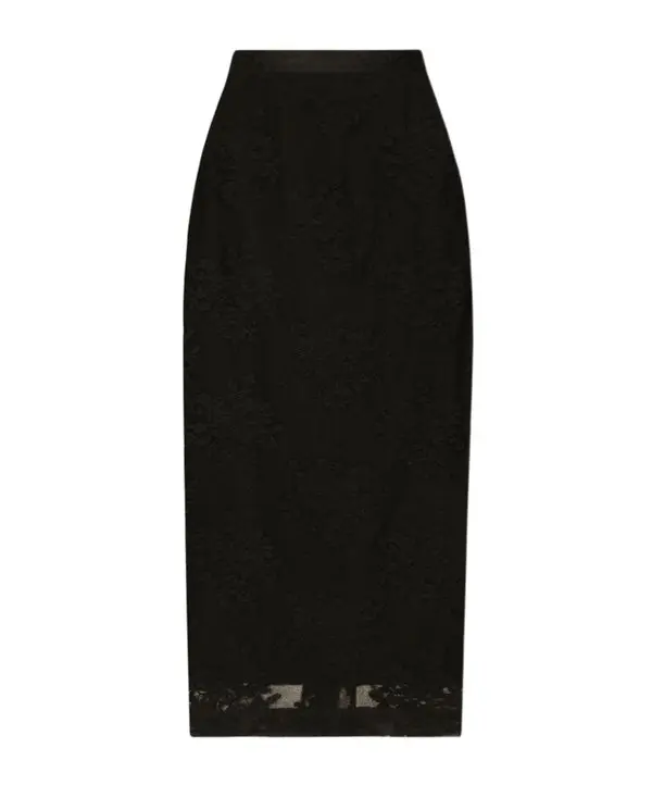 Dolce & Gabbana Lace Midi Pencil Skirt - Black