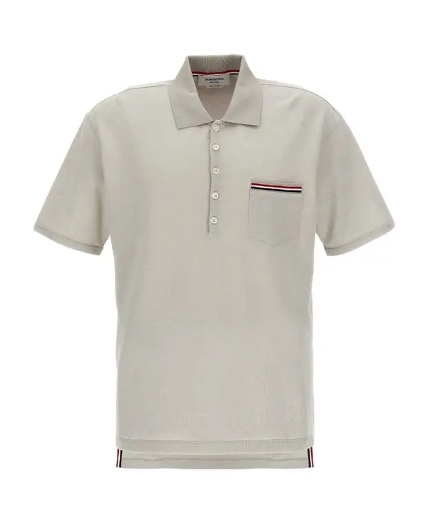 Thom Browne Logo Patch Stripe-detailed Polo Shirt