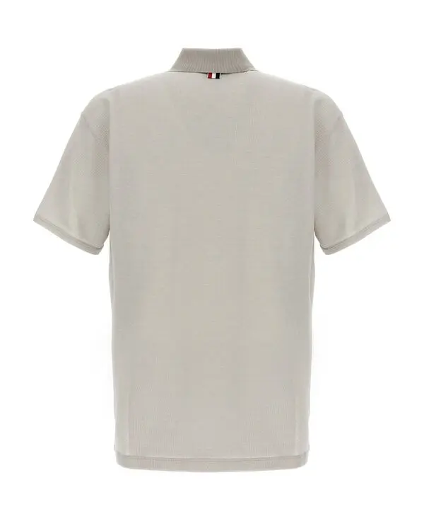 Thom Browne Logo Patch Stripe-detailed Polo Shirt