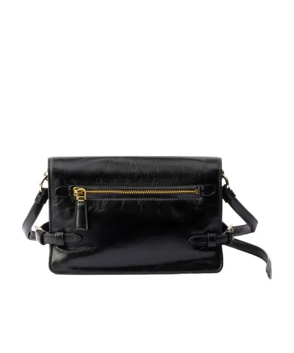 Prada Logo Plaque Foldover Top Shoulder Bag