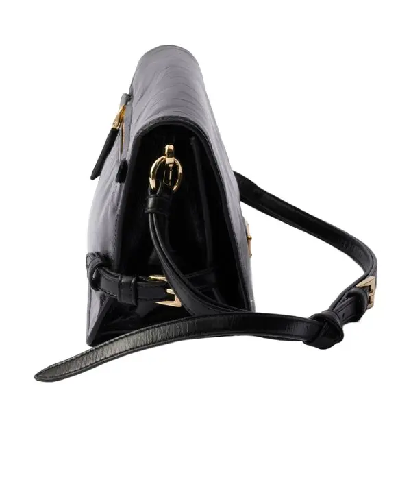 Prada Logo Plaque Foldover Top Shoulder Bag