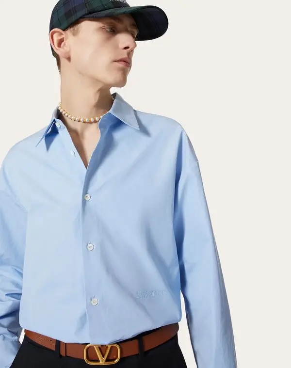 Valentino Garavani Buttoned Long-sleeved Shirt - Light Blue
