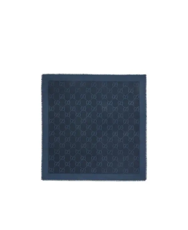 Gucci Gg Jacquard Frayed-edge Shawl - Blue