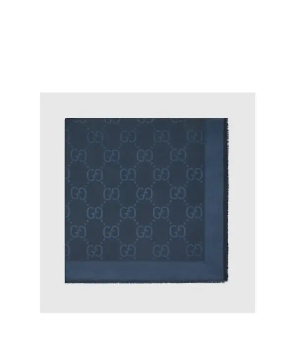 Gucci Gg Jacquard Frayed-edge Shawl - Blue