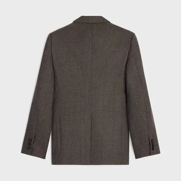 Celine Classic Jacket In Micro Houndstooth Wool