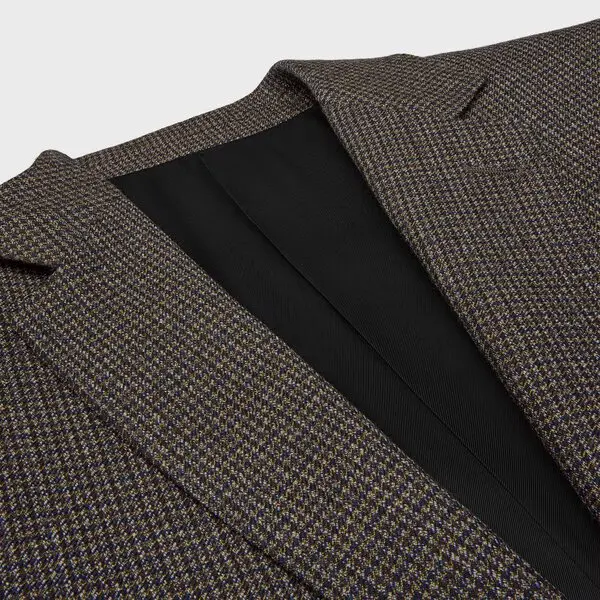 Celine Classic Jacket In Micro Houndstooth Wool