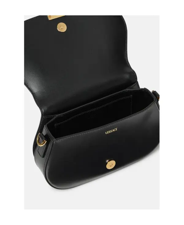 Versace Greca Fold-over Crossbody Bag - Black