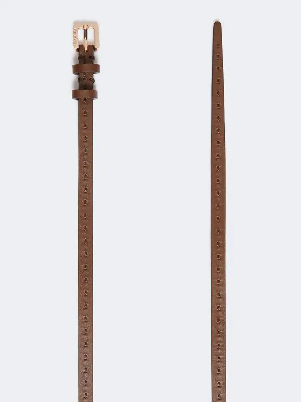 Max Mara Leather Skinny Belt With Pin Buckle