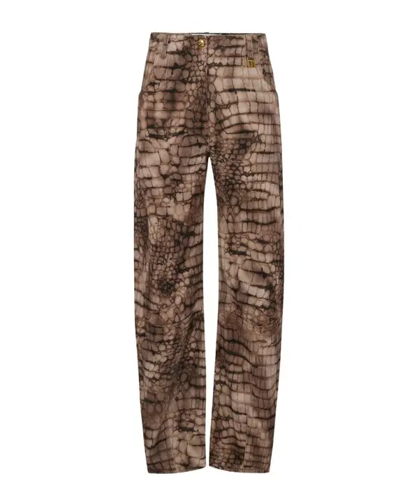 Elisabetta Franchi Alligator Print Wide-leg Trousers
