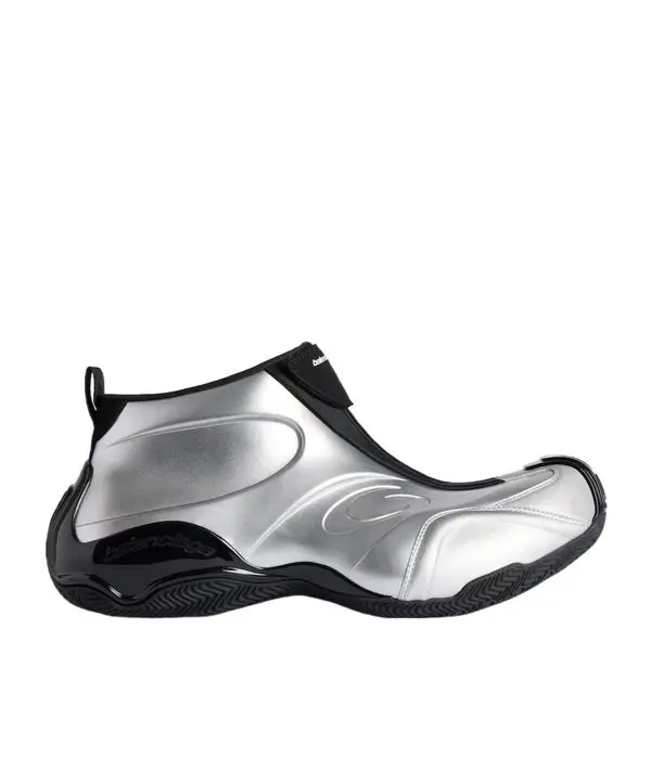 Balenciaga Loop Sports Icon Logo Debossed Basketball Sneakers - Silver/black