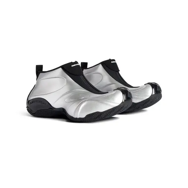 Balenciaga Loop Sports Icon Logo Debossed Basketball Sneakers - Silver/black