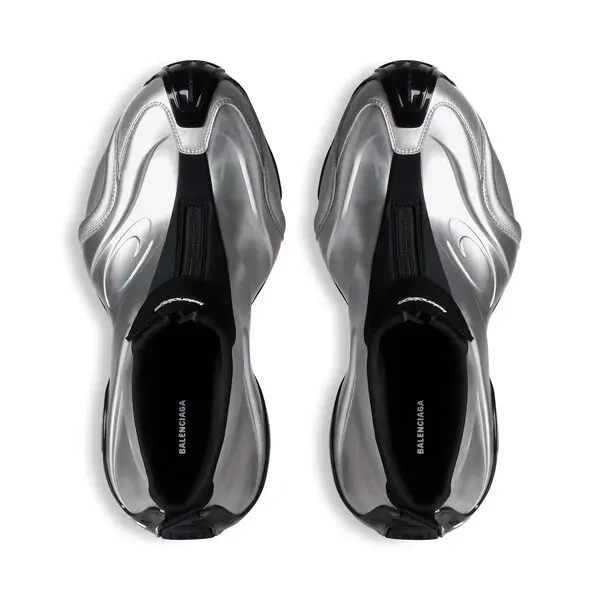Balenciaga Loop Sports Icon Logo Debossed Basketball Sneakers - Silver/black