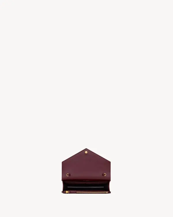 Saint Laurent Envelope Cassandre Chain Wallet - Red