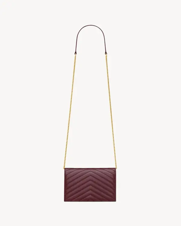 Saint Laurent Envelope Cassandre Chain Wallet - Red