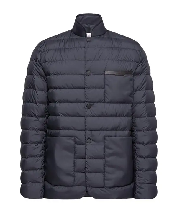 Moncler Kenai Mid-length Down Jacket With Stand Collar - Dark Blue