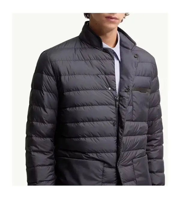 Moncler Kenai Mid-length Down Jacket With Stand Collar - Dark Blue