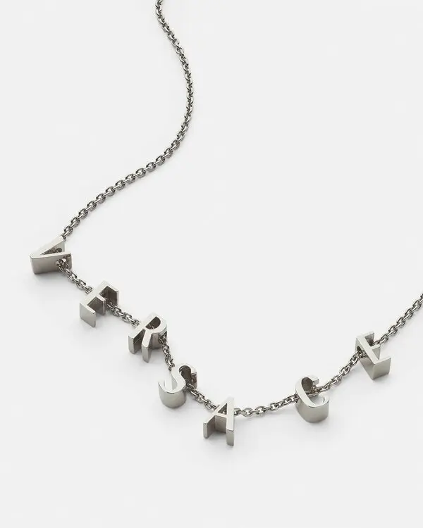 Versace Logo Lettering Necklace - Silver