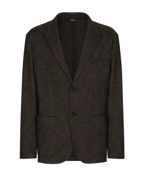 Dolce & Gabbana Dolce Gabbana Prince Of Wales Single Breasted Blazer - Black
