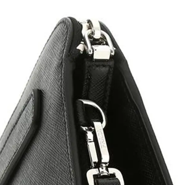 Prada Saffiano Leather Clutch Bag With Logo Plaque