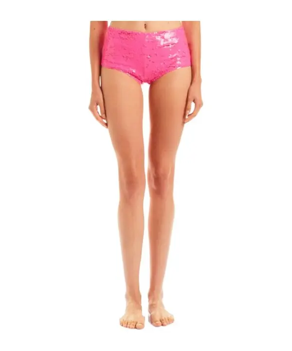 P.a.r.o.s.h Sequined High-waisted Bikini Bottoms - Pink