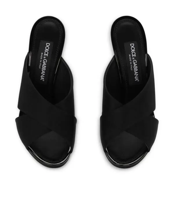 Dolce & Gabbana Crossover Strap Mules - Black