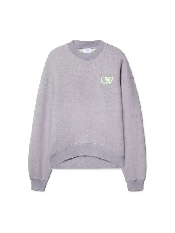 Off-White Logo Embroidered Crewneck Sweatshirt - Gray