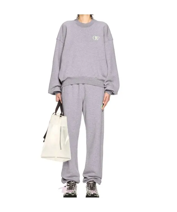 Off-White Logo Embroidered Crewneck Sweatshirt - Gray