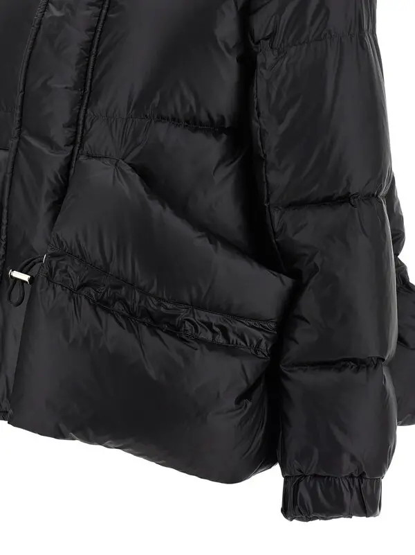 Sacai Hooded Puffer Jacket With Quilted Stitching And Drawstring Hem