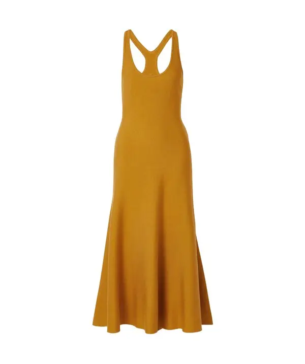 Gabriela Hearst Sleeveless Racer Back Midi Dress With Pleated Hem