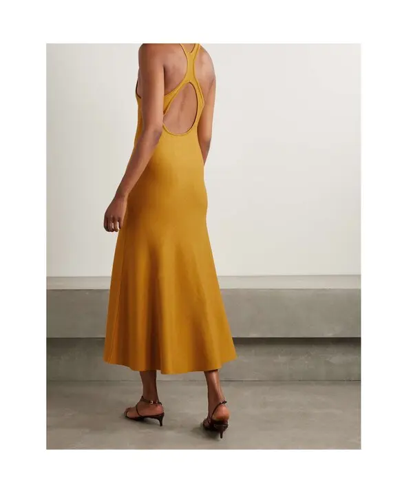 Gabriela Hearst Sleeveless Racer Back Midi Dress With Pleated Hem