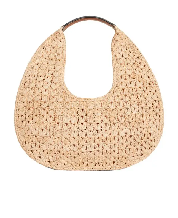 Celine Classic Panier Hobo Bag In Raffia And Calfskin