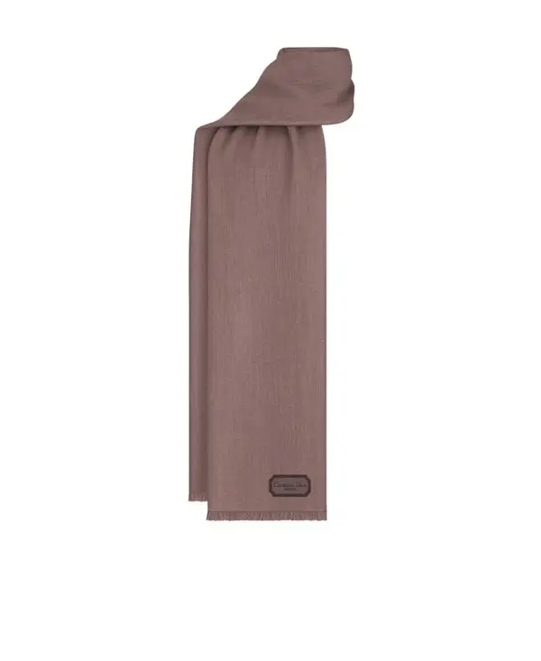 Dior Logo Patch Fringed Scarf - Brown