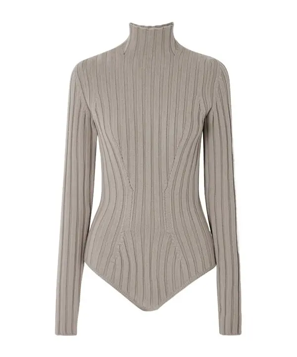 Alaïa High-neck Ribbed Knit Bodysuit