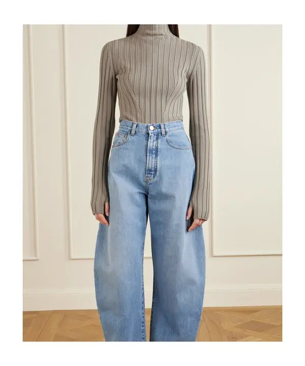 Alaïa High-neck Ribbed Knit Bodysuit
