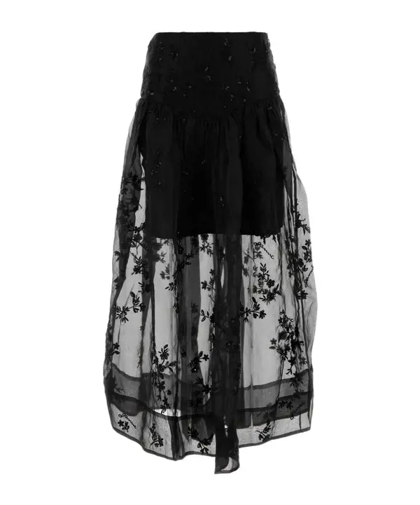GANNI Embellished Organza Midi Skirt