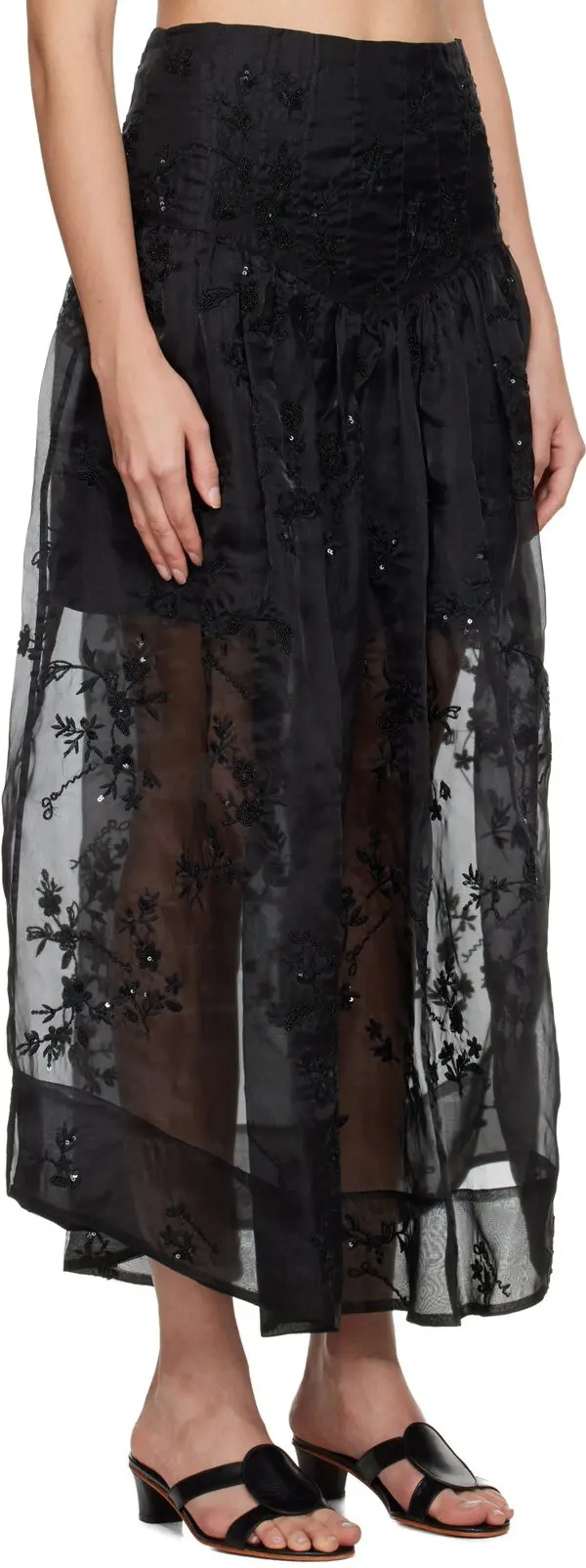GANNI Embellished Organza Midi Skirt