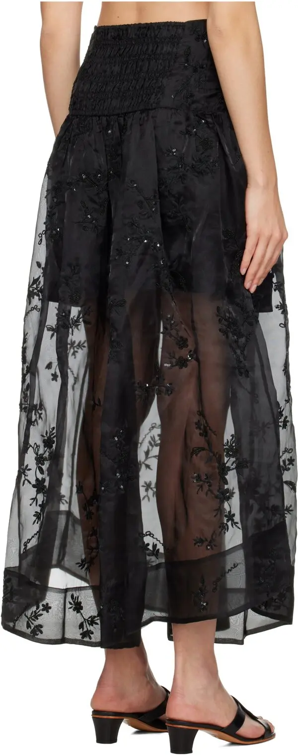 GANNI Embellished Organza Midi Skirt