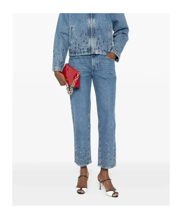 7 For All Mankind Embellished Straight Leg Jeans