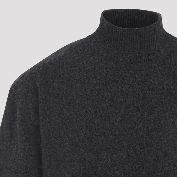 Jacquemus High Neck Knitted Top - Dark Gray