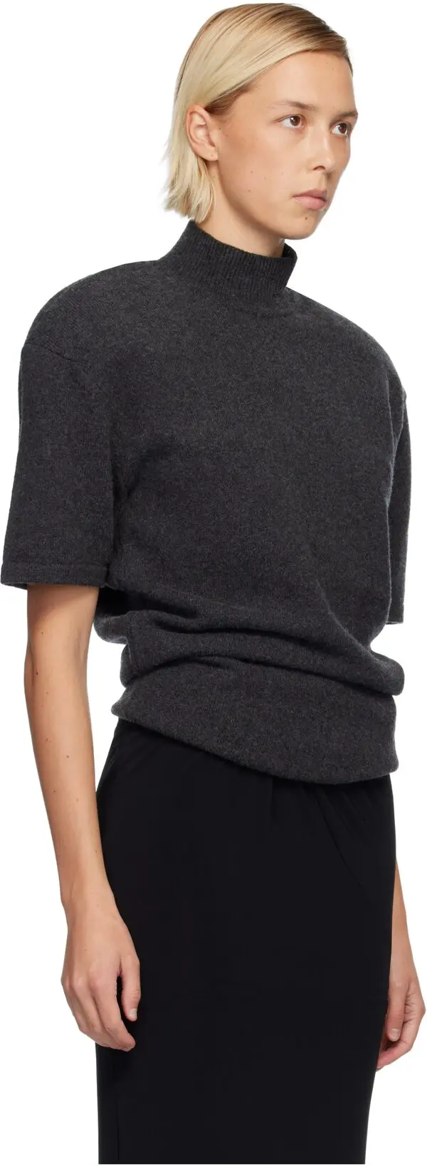 Jacquemus High Neck Knitted Top - Dark Gray